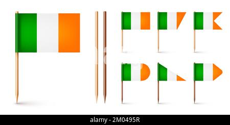 Realistic various Irish toothpick flags. Souvenir from Ireland. Wooden ...