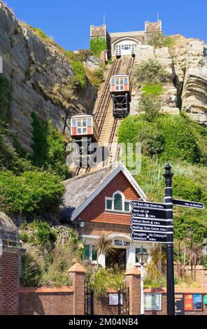 East Cliff Lift funicular railway in the coastal seaside resort of ...