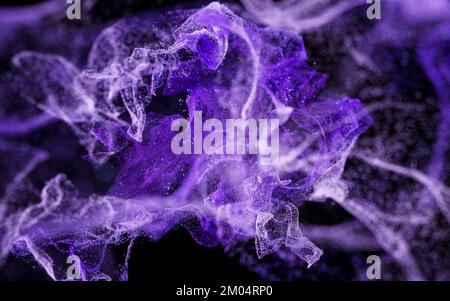 Abstract wave particles, diffuse powder, 3d rendering. Digital drawing ...