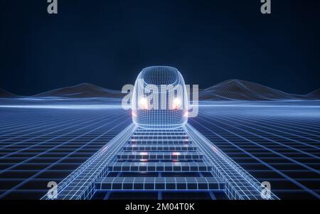 Digital high speed railway bullet train, 3d rendering. Digital drawing ...