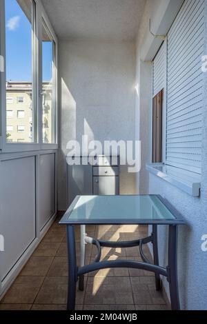 Interior, modern building, apartment, balcony view Stock Photo - Alamy
