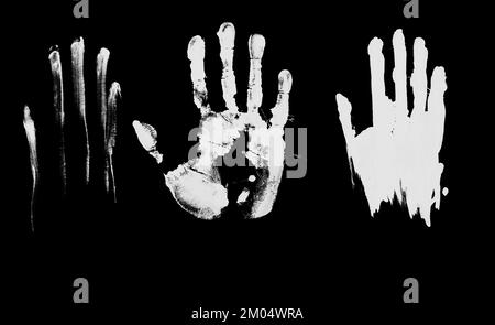 3 deferent handprint, texture handprint, handprint on black background ...