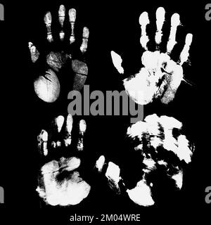 4 differenthandprint, texture handprint, handprint on black background ...