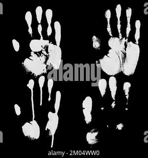 4 differenthandprint, texture handprint, handprint on black background ...