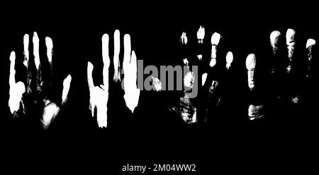 4 differenthandprint, texture handprint, handprint on black background ...