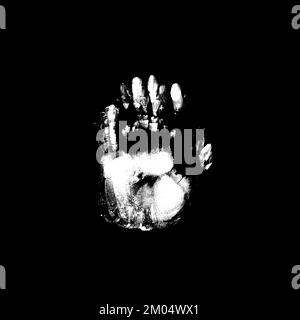Handprint, texture handprint, handprint on black background Stock Photo ...