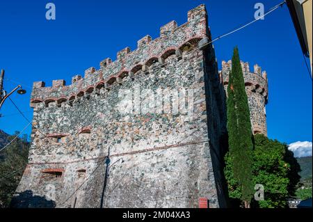 Medieval castle in the village of Levanto, on the Italian Riviera Stock ...