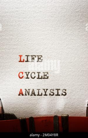 Life cycle analysis phrase written with a typewriter Stock Photo - Alamy