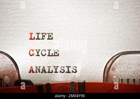 Life cycle analysis phrase written with a typewriter Stock Photo - Alamy