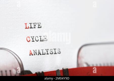Life cycle analysis phrase written with a typewriter Stock Photo - Alamy