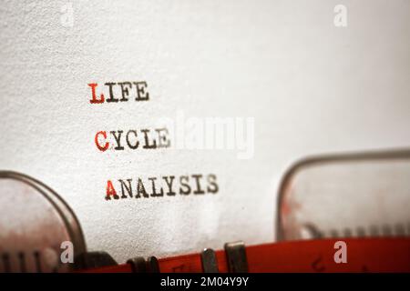 Life cycle analysis phrase written with a typewriter Stock Photo - Alamy
