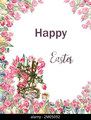 Red tulip floral botanical flowers. Wild spring leaf wildflower ...