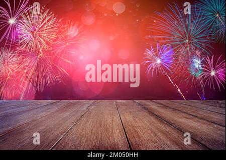 Celebration Table With Fireworks colorful celebration background Stock ...