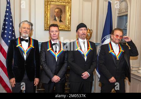 Singer Bono, left and the Edge from the rock band U2 performing at the ...