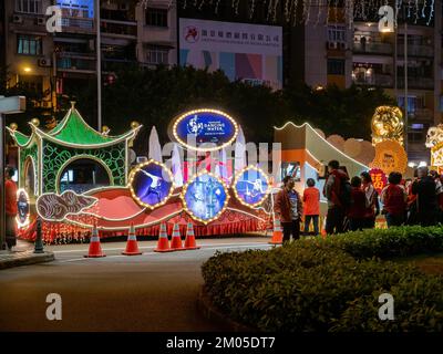 Macau, FEB 12 2013 - Night view of the Macau Chinese New Year Parade ...