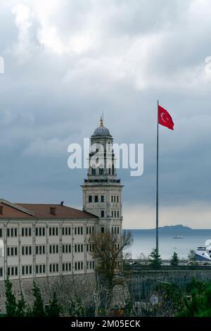 Selimiye barracks tower in a rainy weather ,Uskudar. Istanbul , TURKEY ...