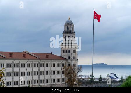 Selimiye barracks tower in a rainy weather ,Uskudar. Istanbul , TURKEY ...