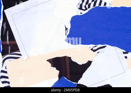 Old grunge torn collage posters creased crumpled paper placard texture ...