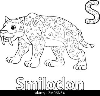 Smilodon Animal Isolated Coloring Page for Kids Stock Vector Image ...