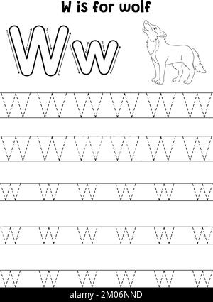 wolf Alphabet ABC Coloring Page W Stock Vector Image & Art - Alamy