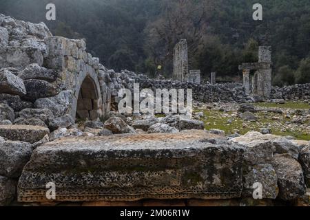 Famous historical Lycian ruins on the Lycian way, Turkey Stock Photo ...