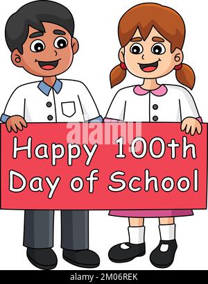 Happy 100th Day Of School Student Coloring Page Stock Vector Image ...