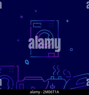 Washer, washing machine gradient line vector icon, simple illustration ...