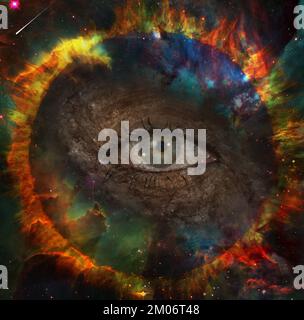 All seeing eye in space. Circle of fire. 3D rendering Stock Photo - Alamy