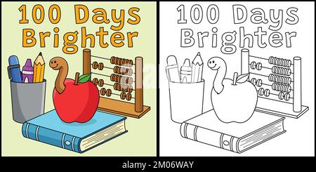 100th Day Of School Brighter Coloring Page Stock Vector Image & Art - Alamy