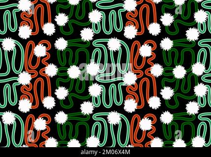 Cartoon ribbons seamless fluffy objects and stickers pattern for ...