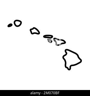 Maui island map of Hawaii. Simple outline. Vector hand drawn simplified ...