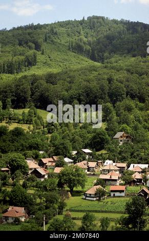Prahova County, Romania, approx. 2000. Landscape in Doftana Valley ...