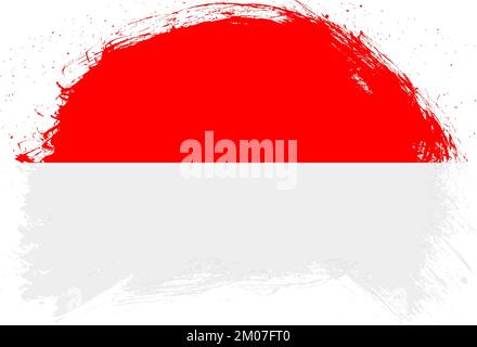 Distressed stroke brush painted indonesia flag on white background ...