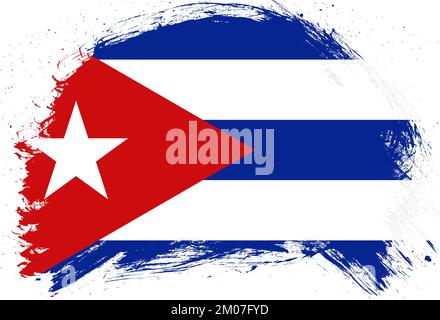 Cuba flag painted on a distressed white stroke brush background Stock ...