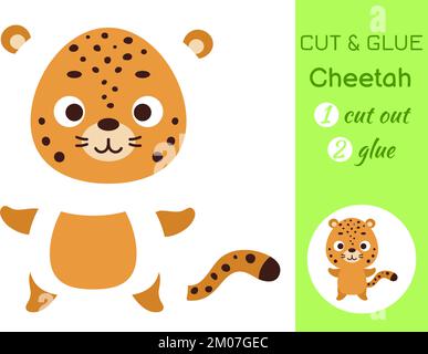 Cut and glue baby jaguar. Education developing worksheet. Color paper ...