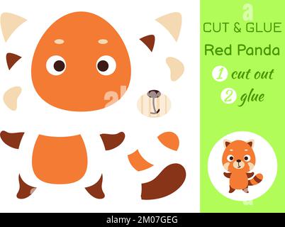 Cut and glue paper little red panda. Kids crafts activity page ...