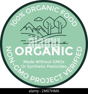 Non GMO verified label. GMO free icon. No GMO design element for tags ...