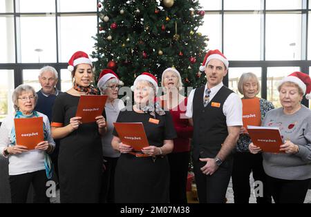 EDITORIAL USE ONLY easyJet cabin crew members Pam Clark (left) and ...