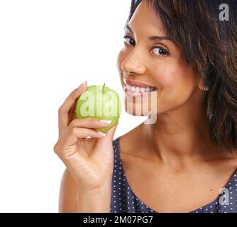 Apple on white background, cropped image Stock Photo - Alamy