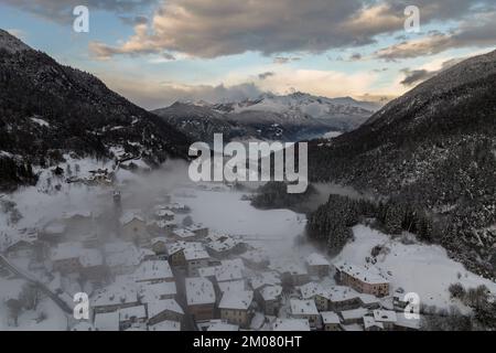 Italian mountain town Berguzzo in alps. Adamello Brenta park in ...