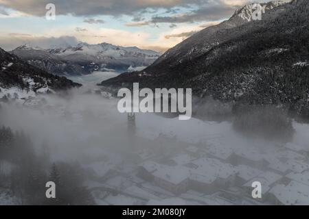 Italian mountain town Berguzzo in alps. Adamello Brenta park in ...