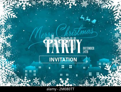 Vector Christmas party invitation template with golden light chain ...