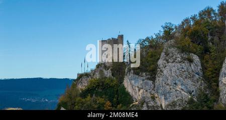 Neu Thierstein castle ruins, aerial view, Büsserach, Solothurn ...