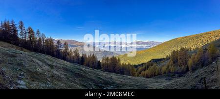 View over the Val d'Hérens and the Lower Valais, La Louère, Mase ...