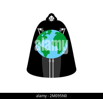 Death to planet Earth. Grim reaper and world Stock Vector Image & Art ...