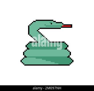 Snake coiled pixel art. serpent icon sign 8 bit. Vector pixelated Stock ...