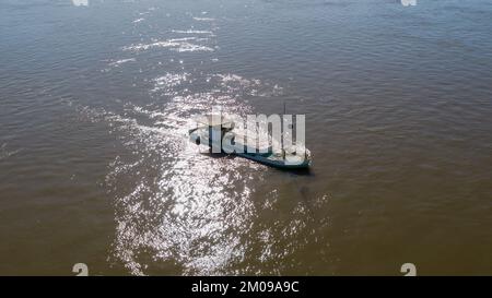 Dredge barge, removing river sand Stock Photo - Alamy