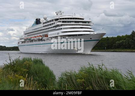 Cruise ship Amera on voyage through the Kiel Canal, Schleswig-Holstein ...