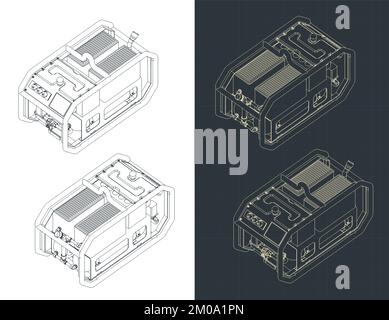 Isometric Portable electric power-generator, generator-trailer ...