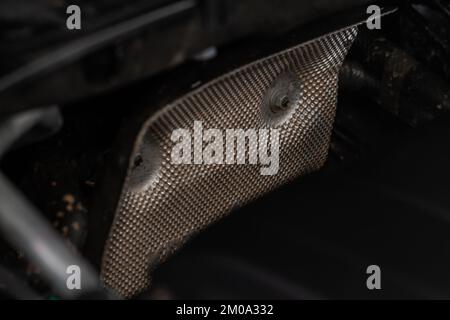 Closeup car engine room insulation. Modern car engine insulation Stock ...